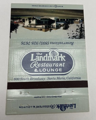 Landmark Restaurant & Lounge Santa Maria California Matchbook Cover | eBay