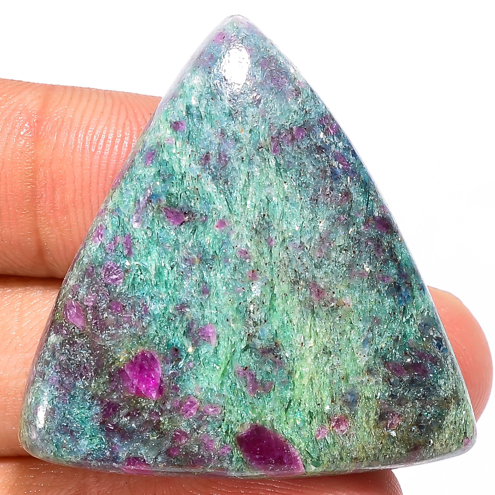 Natural Ruby Kyanite Triangle Shape Cabochon Gemstone 82 Ct. 35X33X8 mm ...