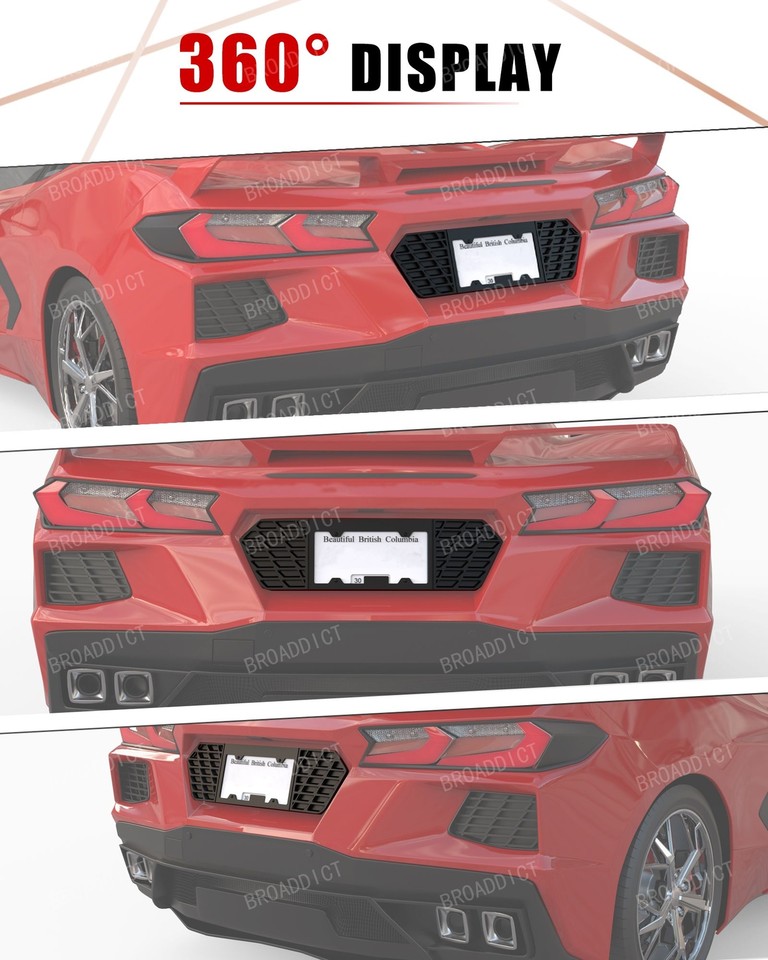REAL CARBON FIBER FLASH Rear License Plate Filler Frame For 2020 ...