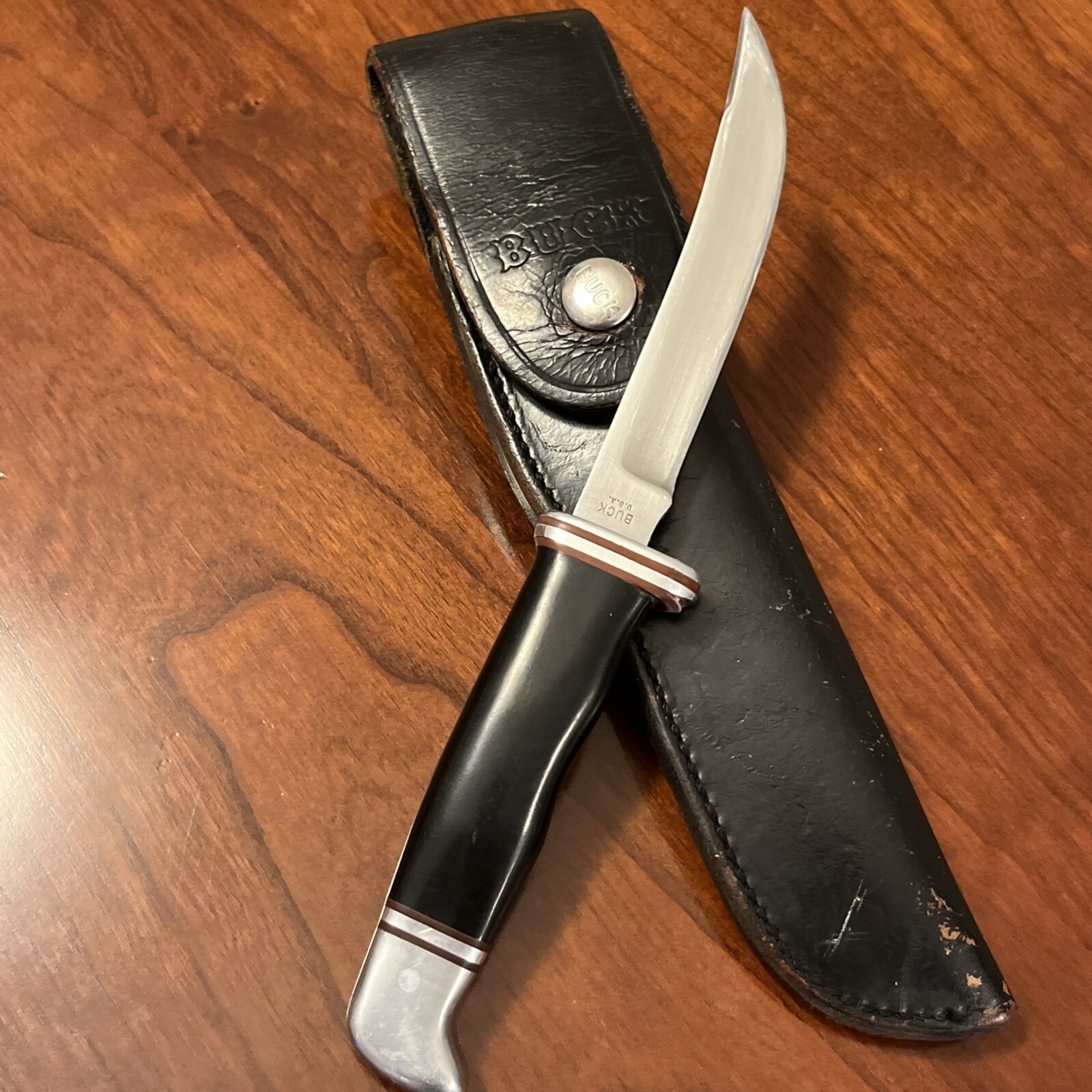 VINTAGE BUCK 118 1972-86' FIXED BLADE HUNTING KNIFE W/ LEATHER SHEATH ...