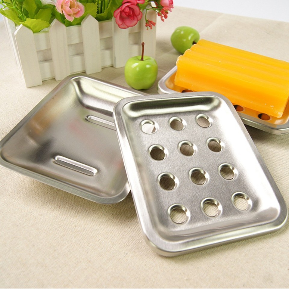 Stainless Steel Soap Dish Tray Double Layer Soap Box Holder Drainer for ...