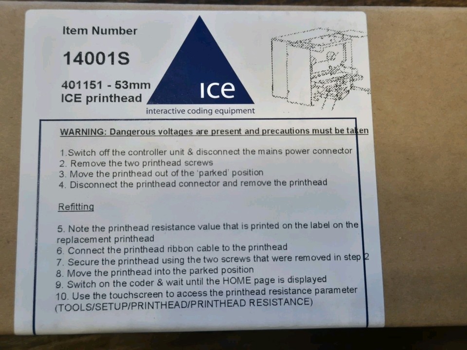 Spare Thermal Printhead Assy for ICE 53mm 14001S 401151 | eBay UK