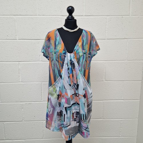 Save The Queen Sun Dress Size L Cover Up Cotton Sheer Front Pocket ...