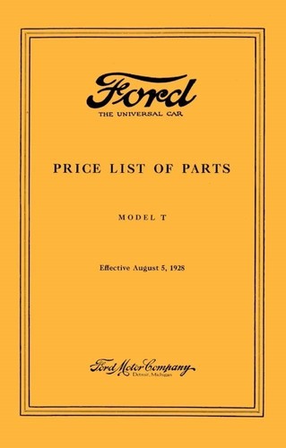 1922-1927 Ford Model T Chassis Only Parts Numbers List Guide ...