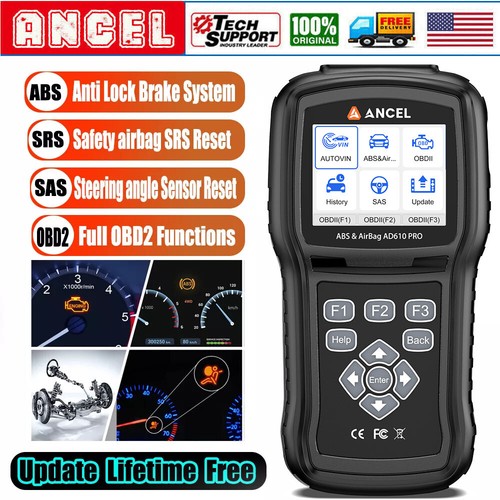 ANCEL AD610 PRO SRS OBD2 Code Reader ABS Bleeding SAS Reset Diagnostic ...