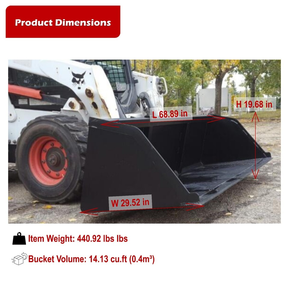 72″ Standard Tooth Skid Steer Bucket All-in-one Attachment for Loading ...