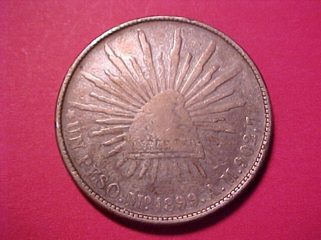 MEXICO 1 PESO SILVER CROWN 1899-Mo A.M. CAP & RAYS | eBay