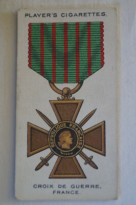 War Decorations & Medals Vintage 1927 Pre WWII Players Card Croix de ...