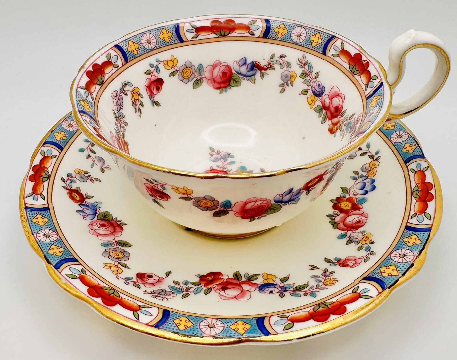 Vintage Aynsley Pink Rose Floral Swag Cup & Saucer Set 1920s Hand ...