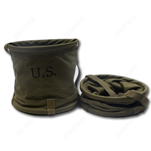 US Military Canvas Water Bucket Portable Folding Water Storage Vessel ...