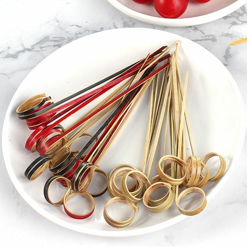 100Pcs Disposable Bamboo Ring Skewers Cocktail Picks with Twisted Ends ...