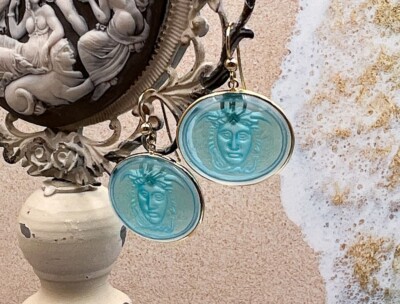 TAGLIAMONTE (LD3500) 18K Venetian Cameo Earrings*Rondanini Medusa*Reg ...