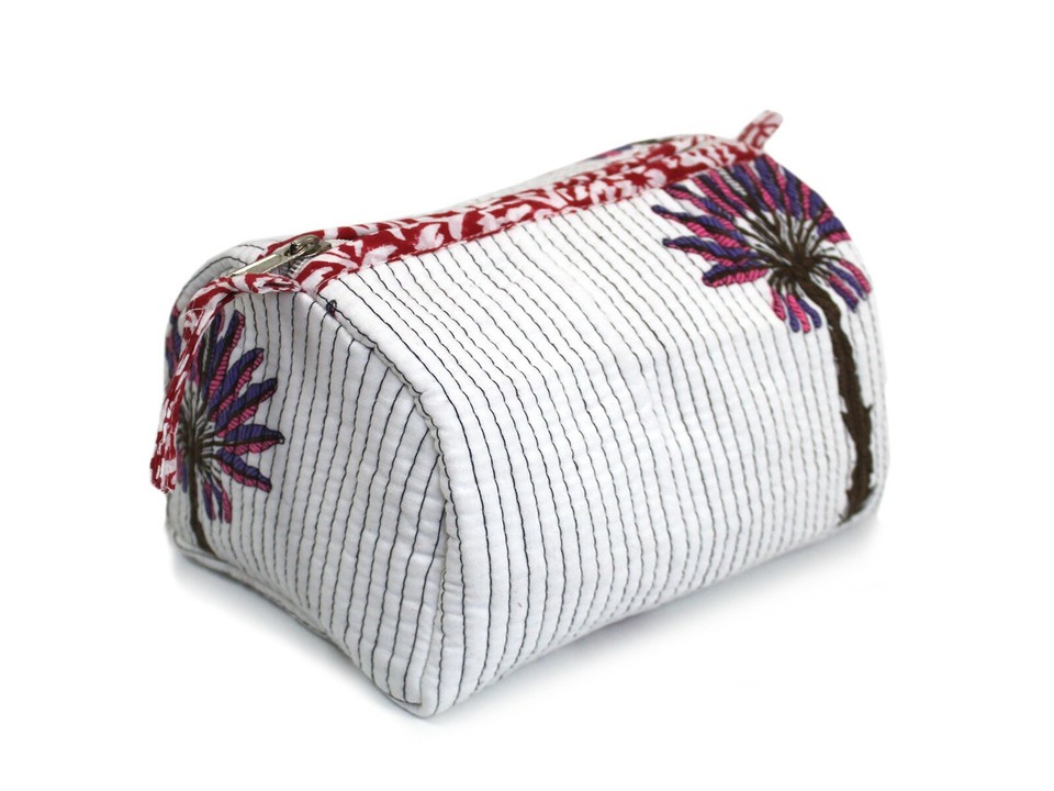 3 PC Handmade Quilted Palm Tree Toiletry Bag Makeup Bags Cosmetic Bag ...