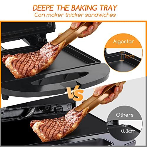 Aigostar Deep Fill Toastie maker, Sandwich Toaster with Non-Stick Flat ...
