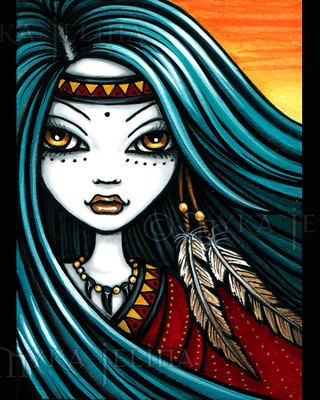 Native Tribal Sunset Tattoo Fae Fantasy Nina Signed Myka Jelina Print ...