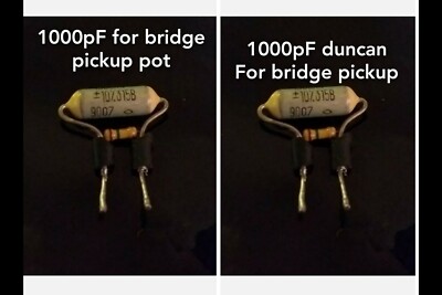 2 x Guitar 1000pF Paper In Oil Duncan 500k Treble Bleed Capacitors ...