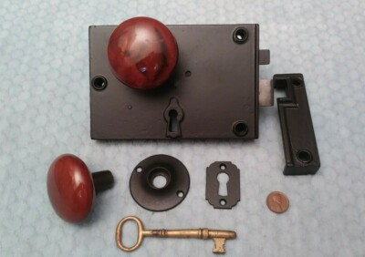 Russell & Erwin Carpenter Style Rim Lock Restored w/ Porcelain Glass ...