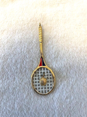 VINTAGE Large 5" GOLD Multi Tone Metal Tennis Racket Pendant | eBay