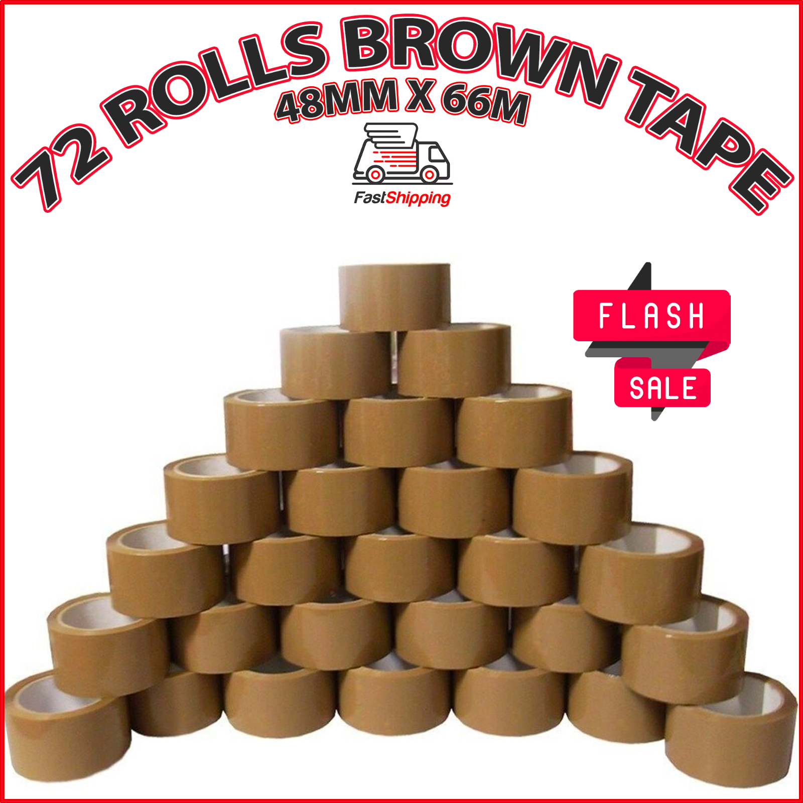 72 ROLLS STRONG BROWN BUFF PARCEL PACKING TAPE PACKAGING BOX SEALING ...