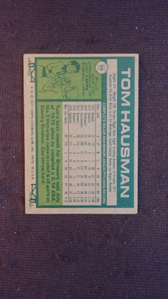 1977 Topps baseball cards # 99 Tom Hausman ( G to VG ) | eBay