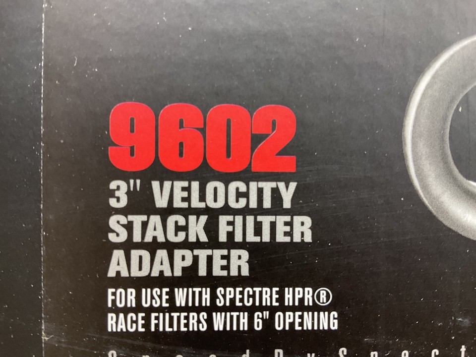 Spectre 9602 3" Velocity Stack Air Filter Adapter For HPR Filters W/ 6 ...