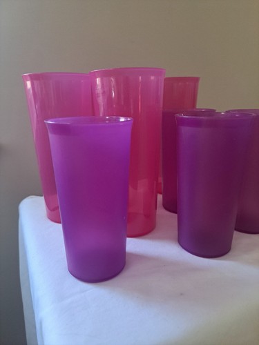 Vtg Tupperware Drinking Cups 8oz 16oz Purple/ Magenta Excel Cond. No ...
