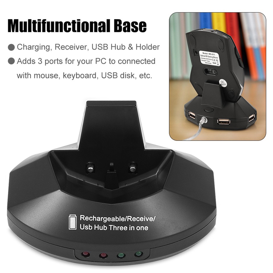 2.4GHz Rechargeable Wireless Gaming Mouse Mice w/ Charging Dock Stand ...