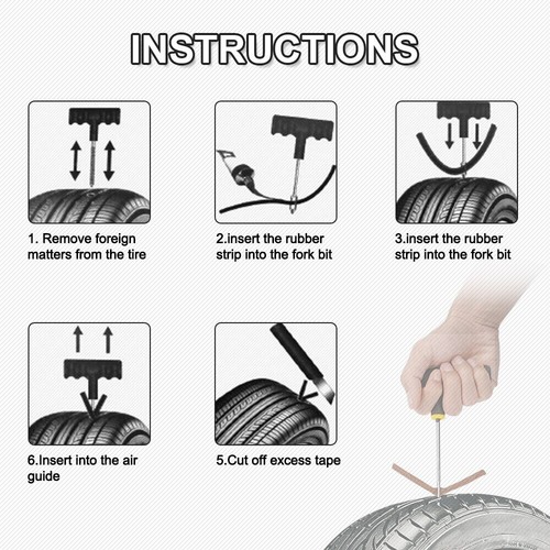 8PCS Tire Repair Kit DIY Tools Plug Punctured Flat Tires Car Truck SUV ...
