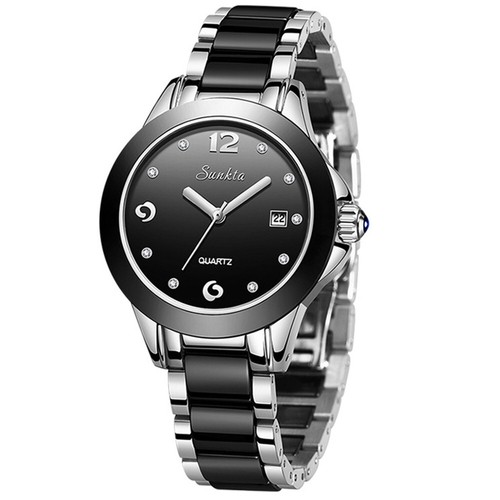 LIGE SUNKTA Women Watch Elegant Girls WatchesSteel Ceramic Strap Lady ...