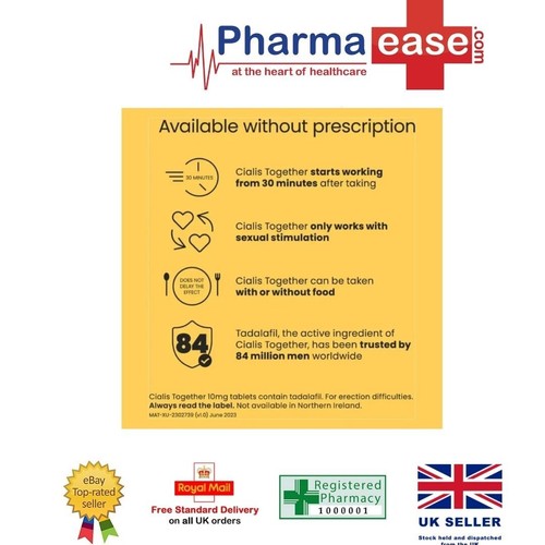 Cialis Together 10mg - 4 Tablets- Treats Erectile Dysfunction-Contains ...