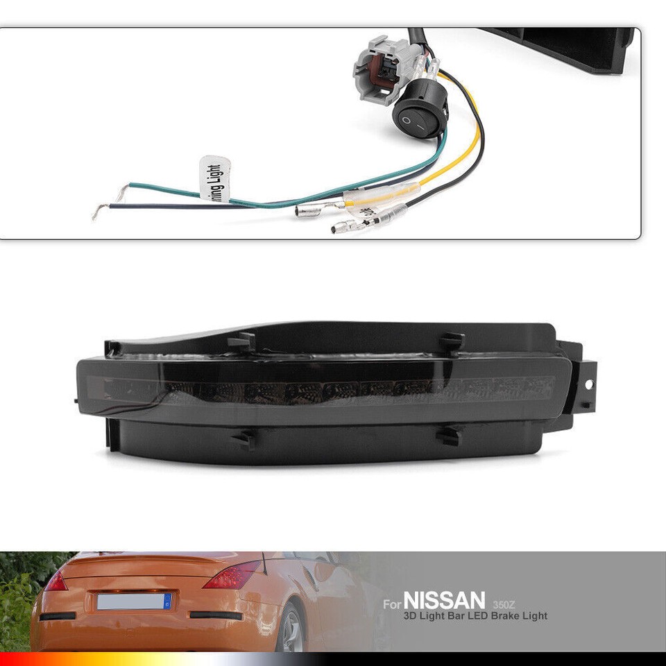 FOR 03-09 NISSAN 350Z Z33 Smoked LED Brake Rear Fog Light Turn Signal ...