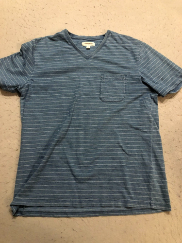 Goodthreads Shirt Men's Extra Large Indigo Blue Stripe Cotton V-Neck ...