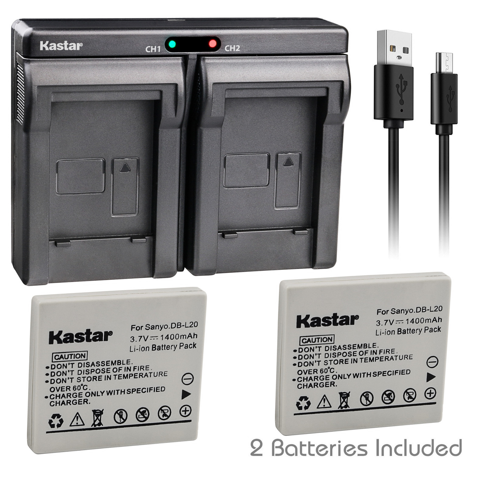 Kastar Battery Dual Usb Charger For Sanyo Db L20 And Sanyo Xacti Vpc Cg9