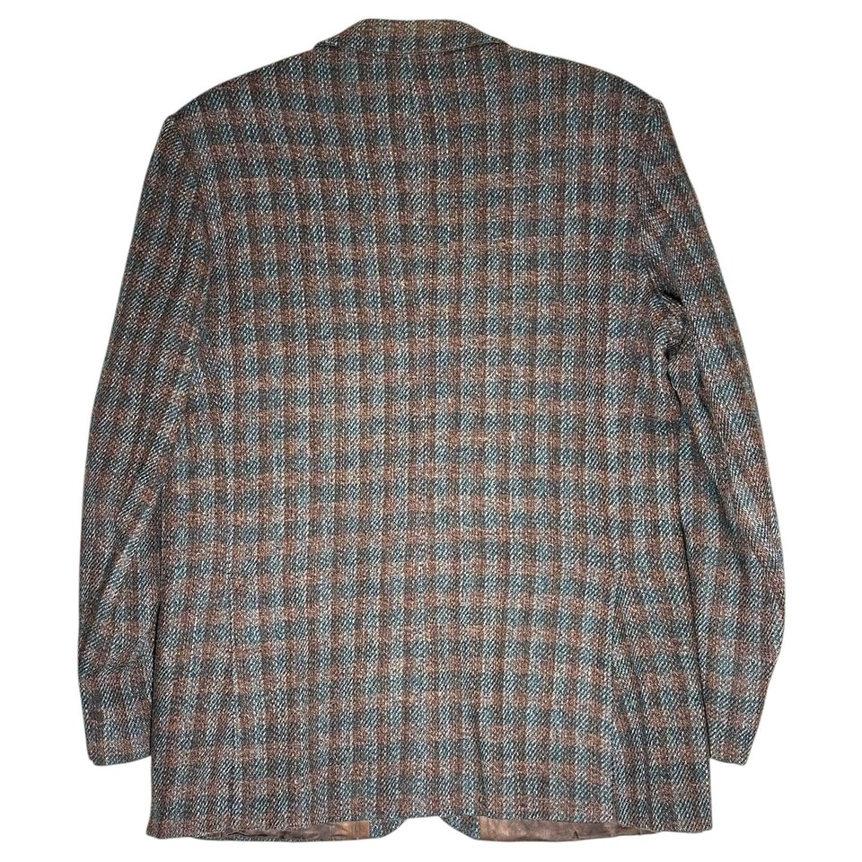 Centaur Harris Tweed Blazer Mens 46R Brown Blue Check Wool Sport Coat ...