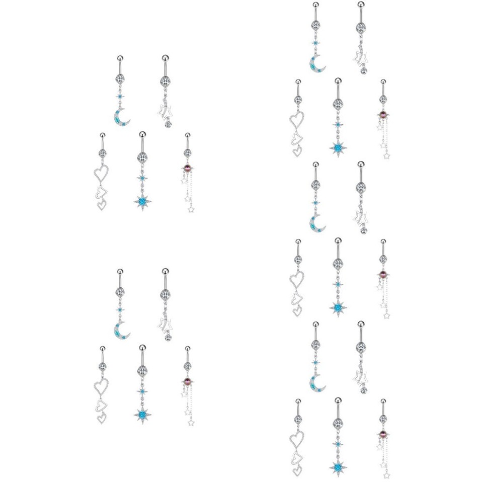 25 pcs Dangle Belly Button Rings Long Dangle Navel Ring Belly Button ...