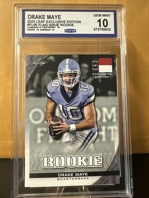 Drake Maye 2023 Leaf Exclusive Edition Flag Issue RC #FL-06 Graded 10 ...