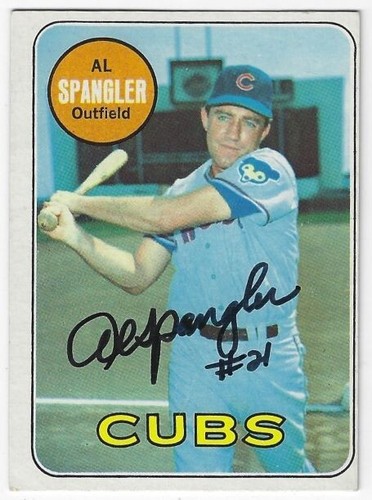 Signed 1969 Topps AL SPANGLER Chicago Cubs Baseball card #268 COA | eBay