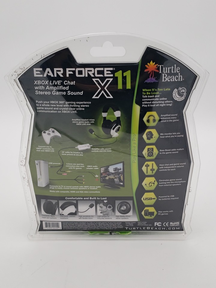 New Turtle Beach Earforce X11 Amplified Gaming Headset Mic for XBOX360 ...