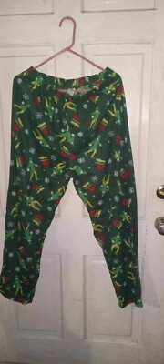 ELF THE MOVIE PJ PANTS LARGE GREEN -CLEANED-PRE OWNED -FAST FREE SHIP ...