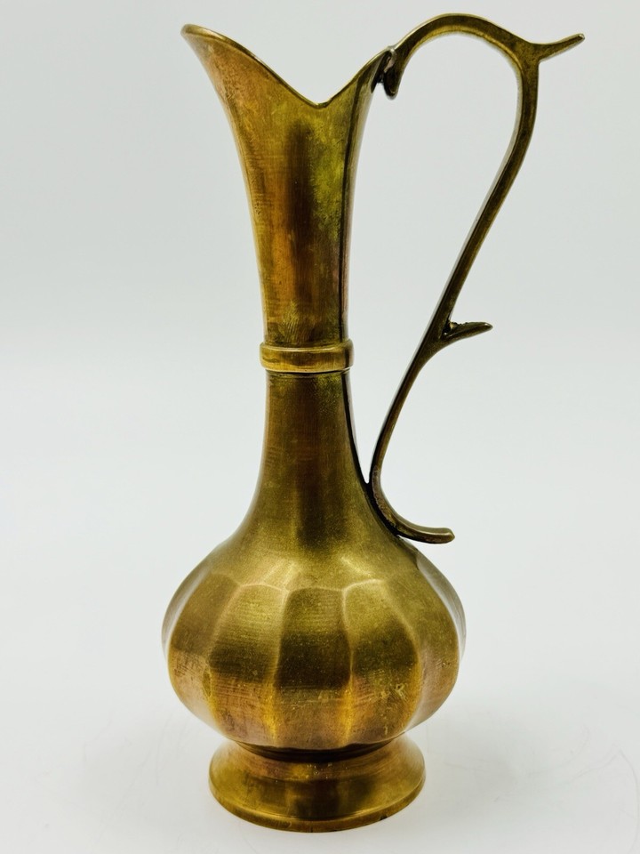 Antique Vintage Large Brass Pitcher Ewer Water Jug Rustic Retro Kitchen ...