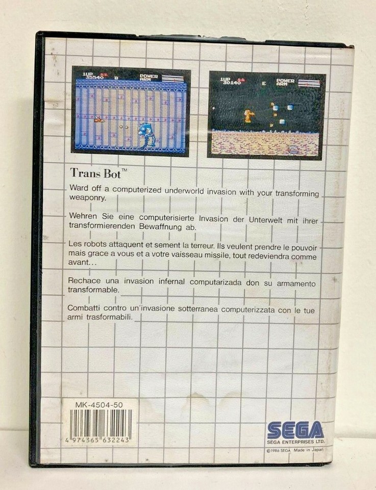 TransBot The Sega Cartridge (Sega Master System 1989) MK-4504-50 | eBay