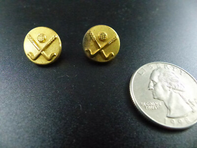 Vintage Metal Cuff Buttons ~ Sports Theme: Golf Clubs & Ball | eBay