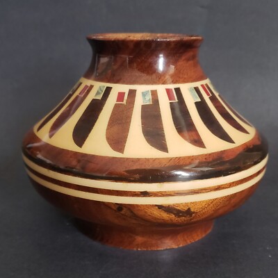 Feather Pot Vase Wood Signed Pattern From Maria Martinez Native ...