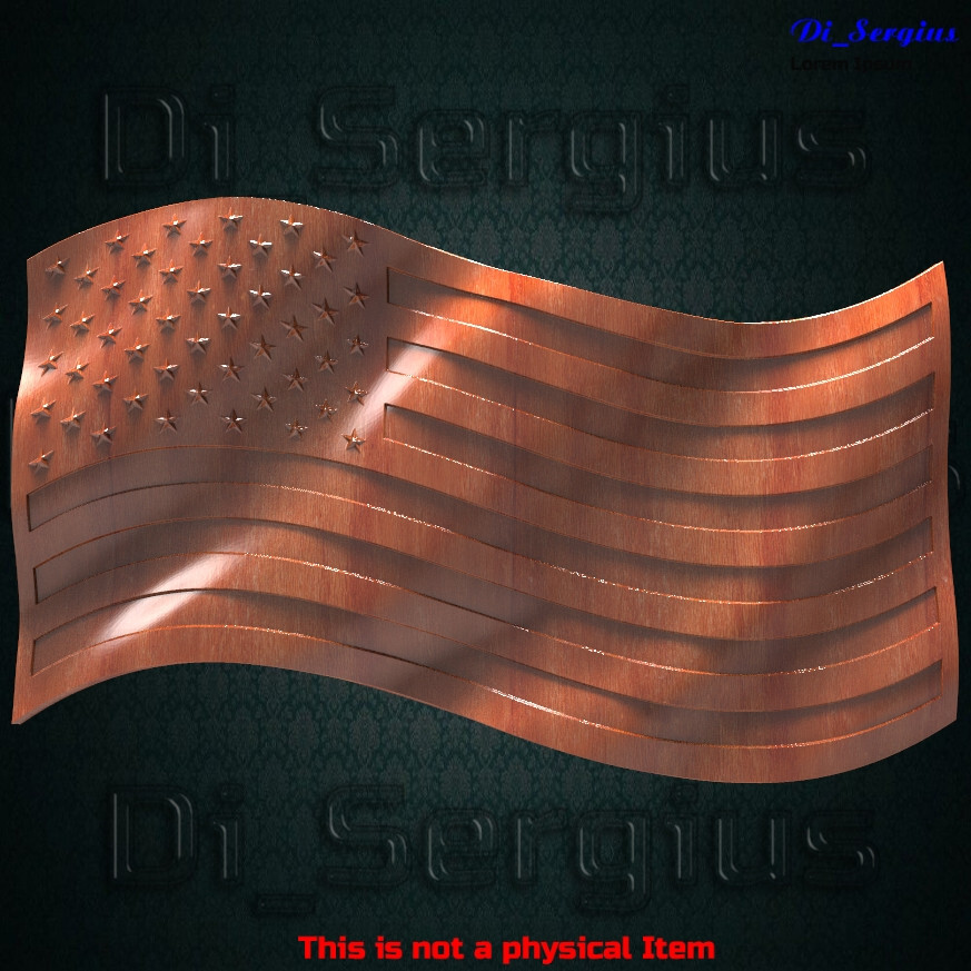 3D stl file relief USA wavy map flag for CNC router cnc machine milling ...
