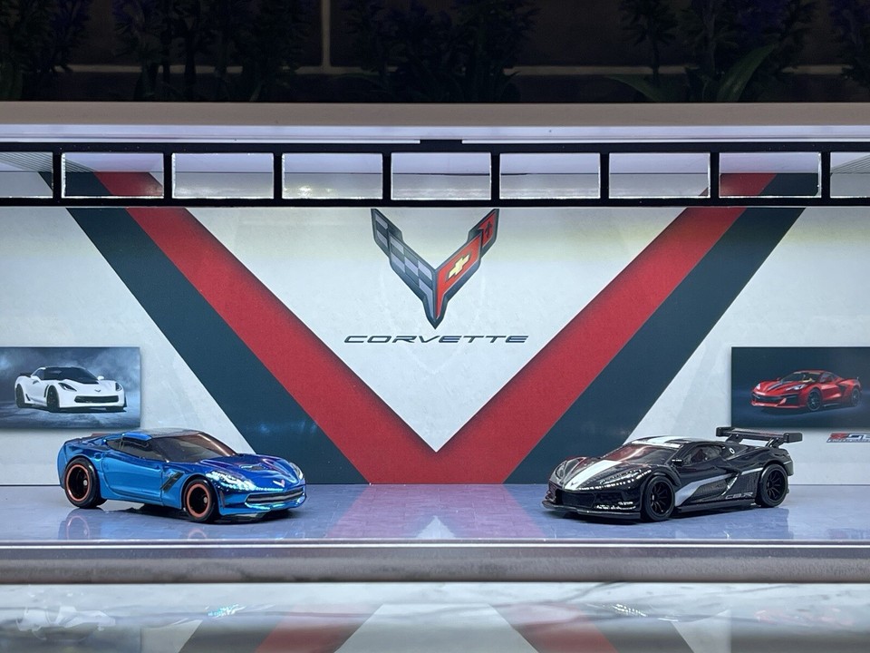 Corvette Theme FOR Hot Wheels 1:64 Model Diorama Garage LED Lighting ...