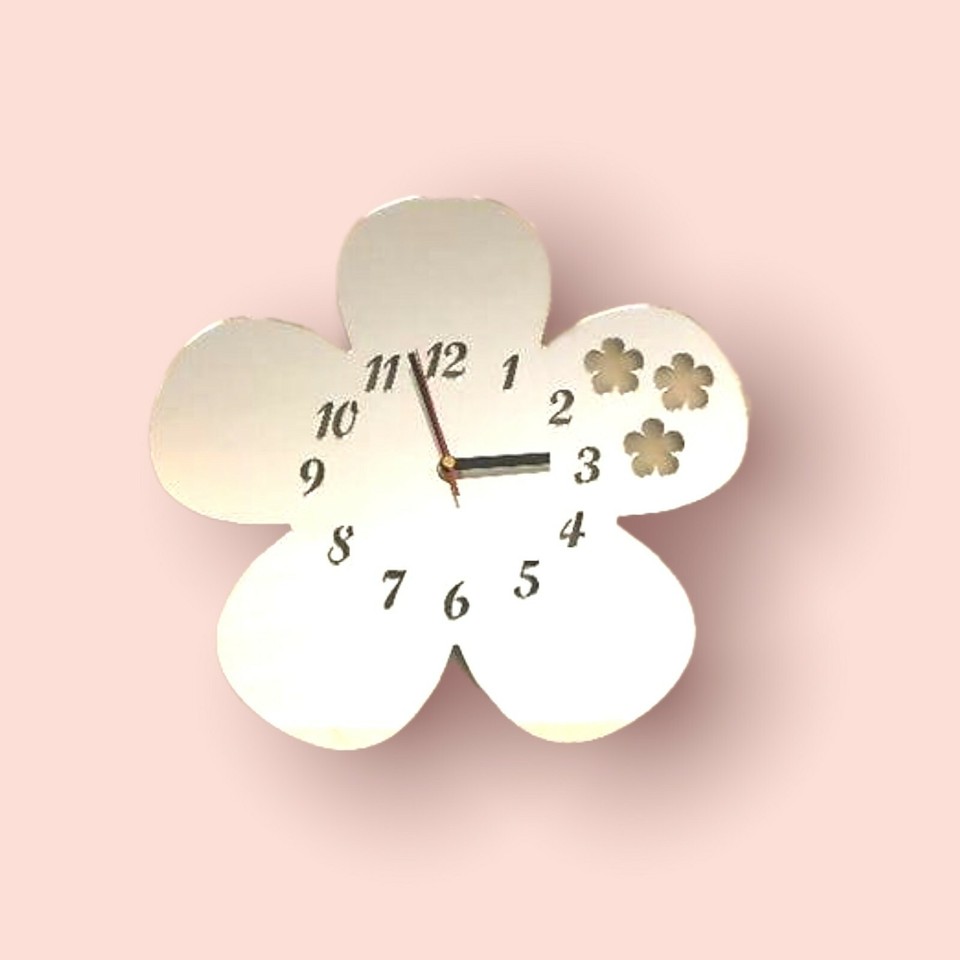 Daisy Flower Shaped Silent Tick Acrylic Clocks - Many Colours, Bespoke ...