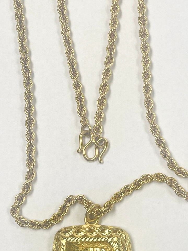 24K Asian 24" Yellow Gold Rope Chain w/ Dragon Pendant 84 Grams ~ Free ...