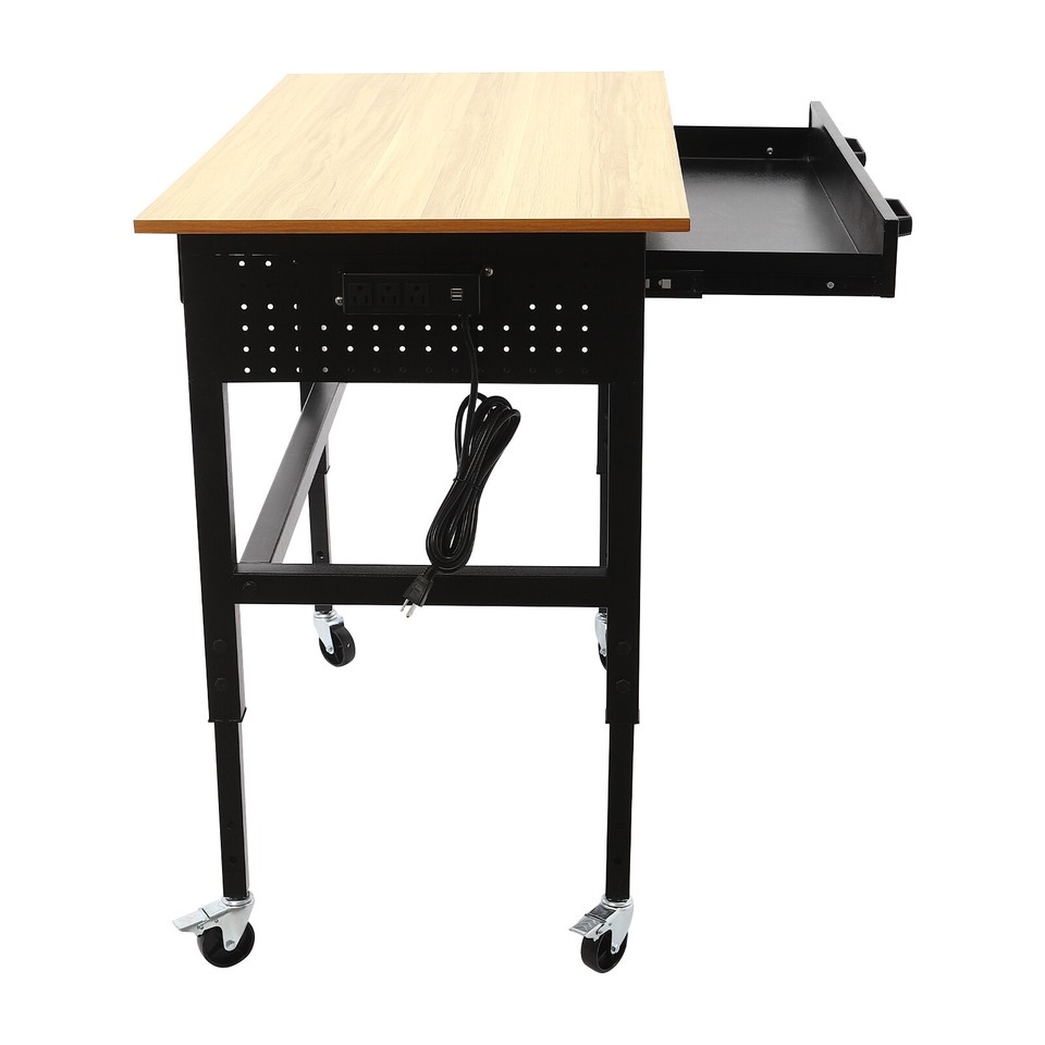 Mobile Workbench, Work Bench for Garage Office Home, Height Adjustable ...