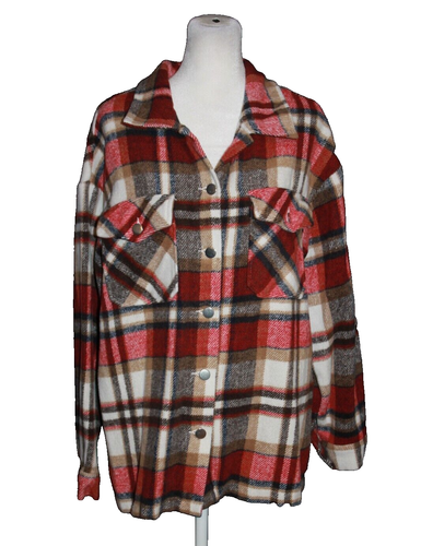 Shacket Women's Brown & Red Heavy Flannel Plaid Country Western Size ...