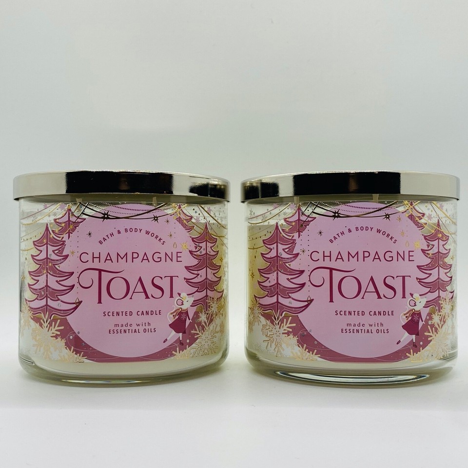 2 Pack Bath & Body Works Champagne Toast Large Scented 3 Wick Candles ...